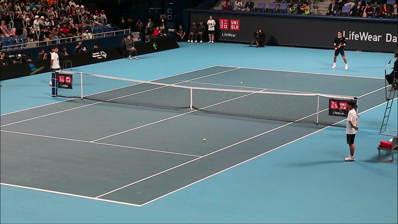 Roger Federer vs John Isner Tokyo Charity Match 2019 Practice Part 1 ...