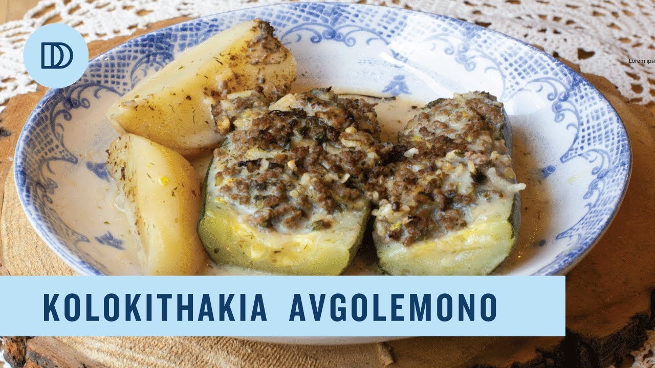Greek Stuffed Zucchini Avgolemono In A Lemony Sauce Youtube