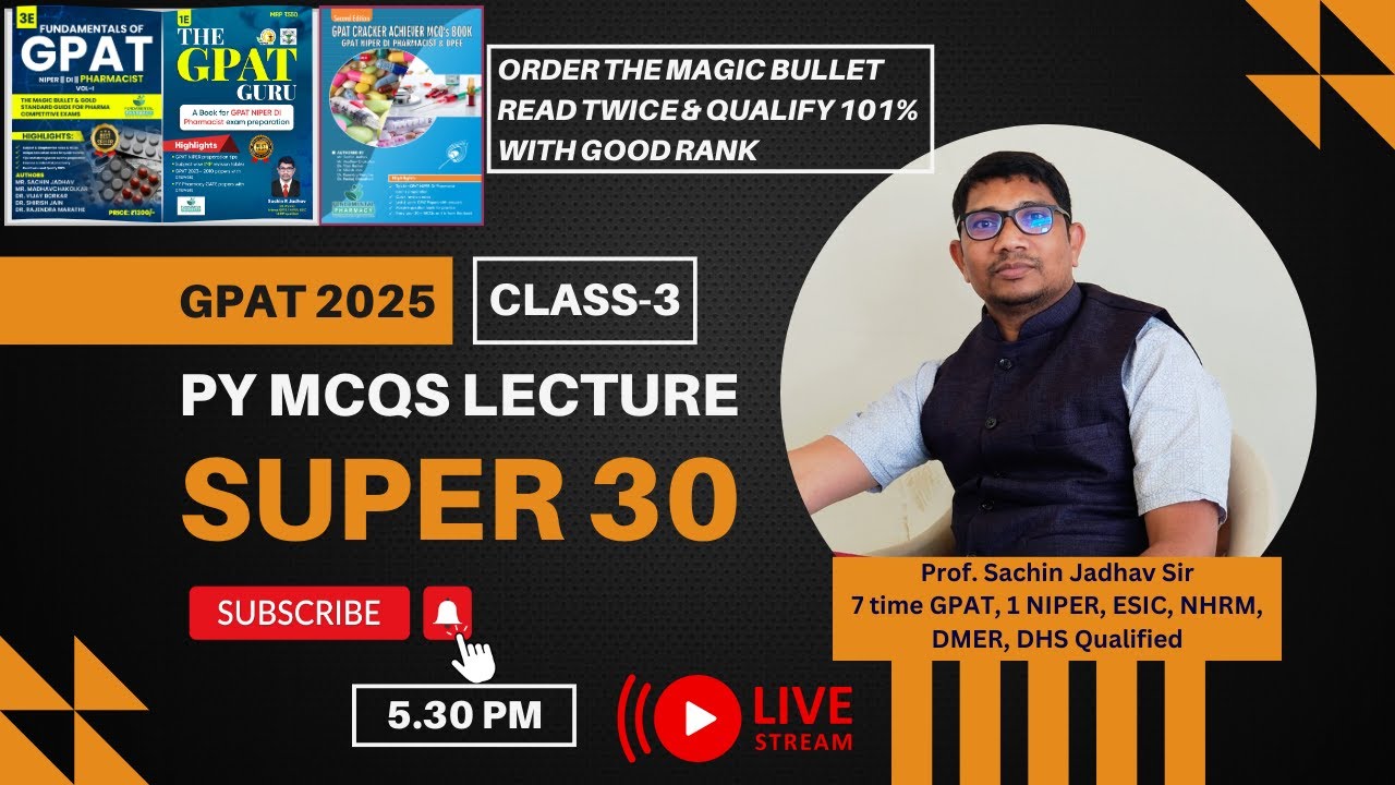 GPAT 2025||SUPER 30 CLASS||PY IMP MCQS WITH EXPLANATION||MULTIPLE TIME ...