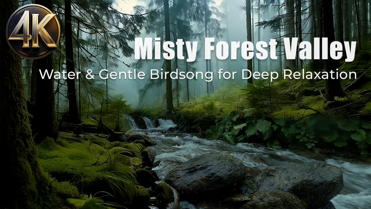 Mountain River & Birdsong – Relaxing Water Flow Over Rocks in the Misty ...