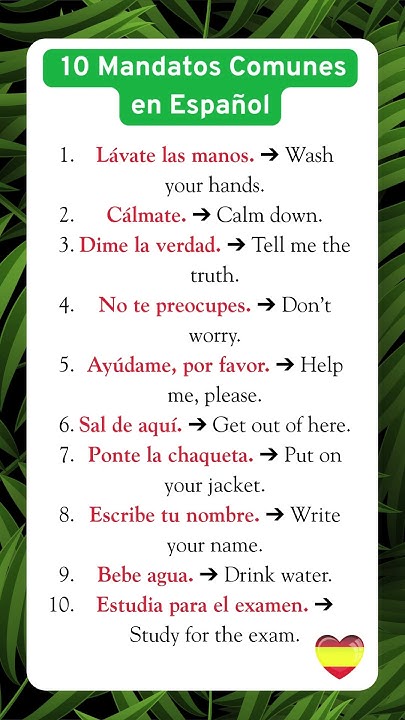 10 Mandatos Comunes en Español | 10 Useful Spanish Commands #shorts # ...