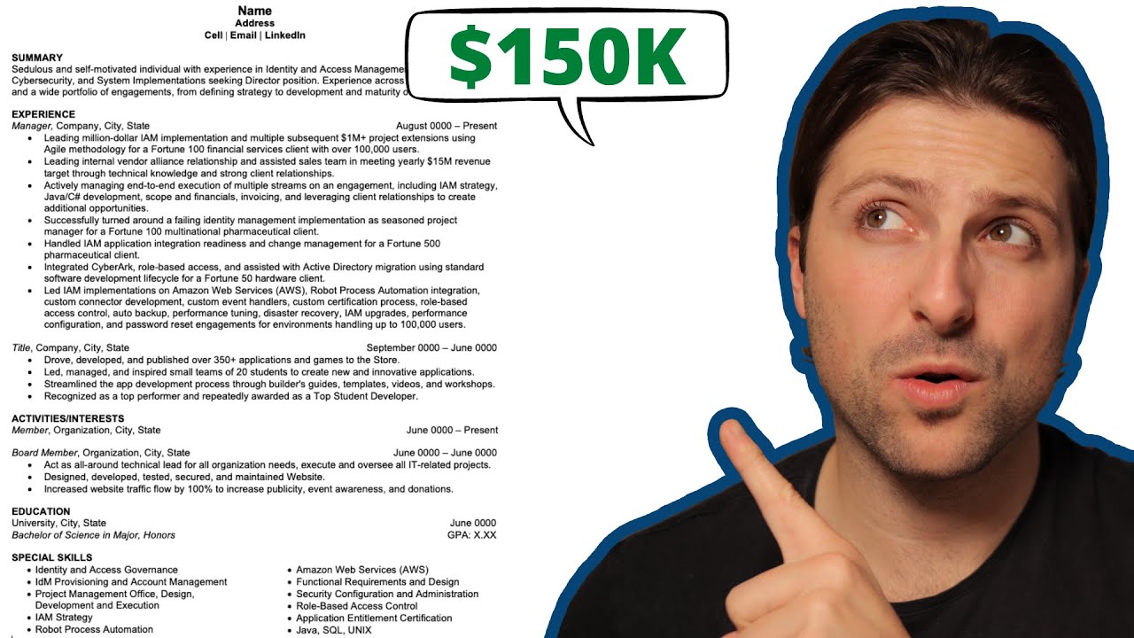 The Resume To Get Into Big 4 Consulting | Manager Position | $150K ...