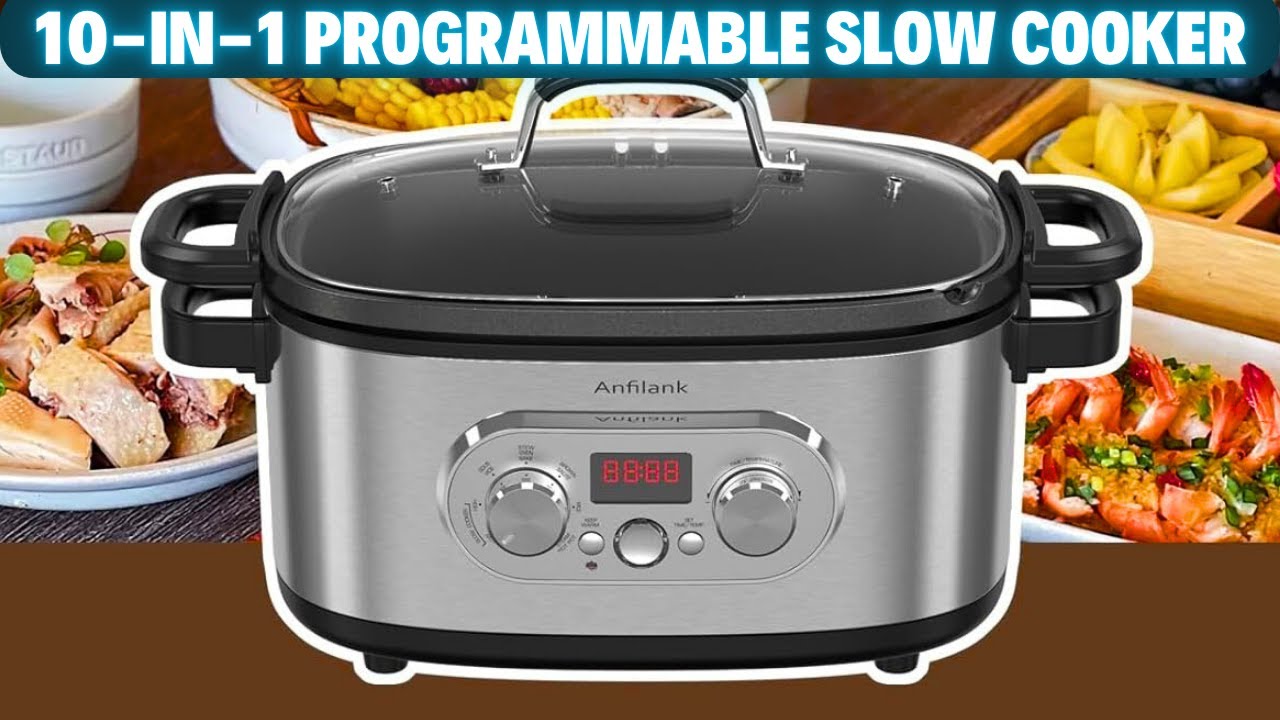 Anfilank 10-In-1 Programmable Slow Cooker | 10 Qt Slow Cooker ...