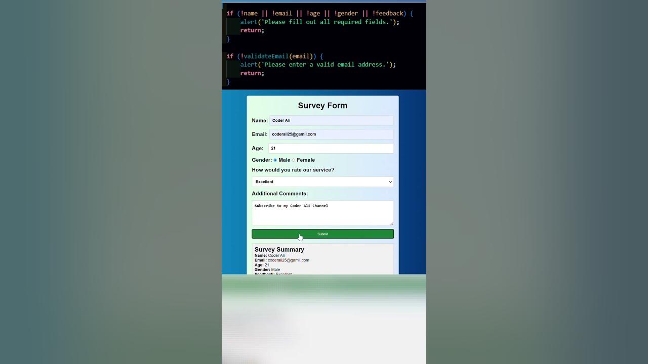 Day 2599 New Survey Form Project Using Javascript Css Html Coding Javascriptprojects