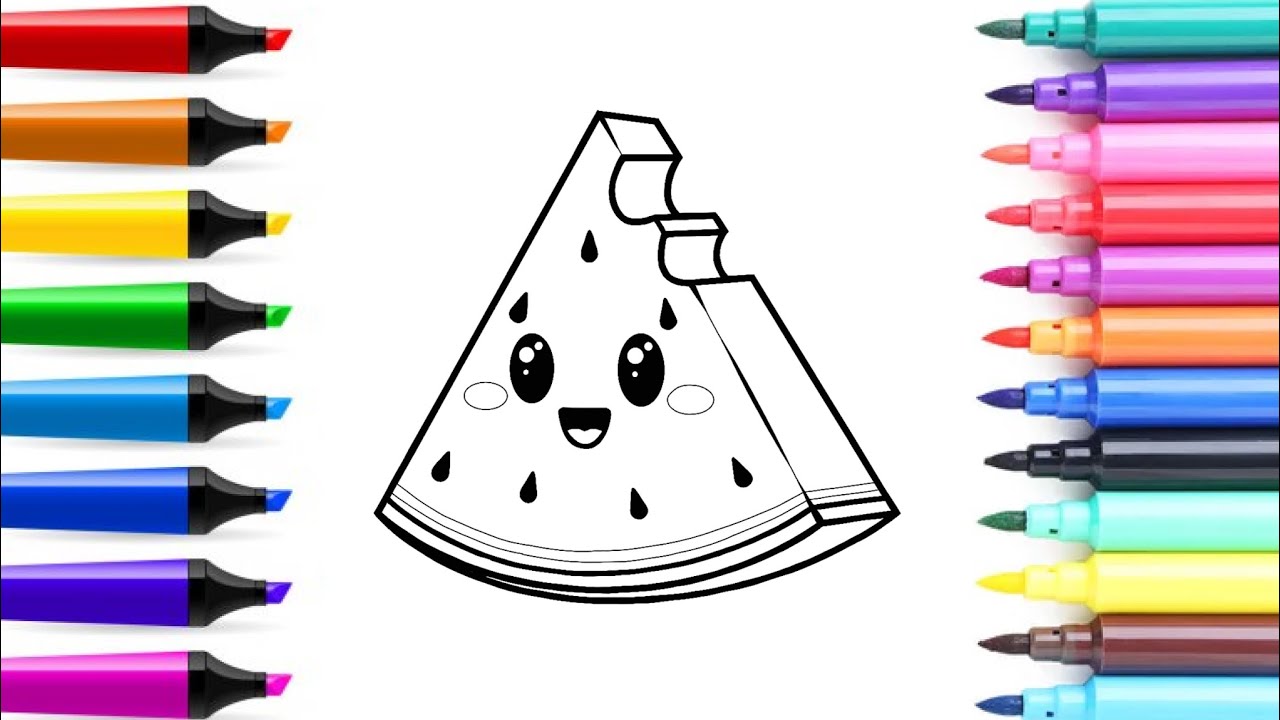 How to draw a cute watermelon easy step by step - YouTube