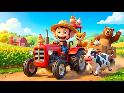 Cute Baby Monkey Fixes the Tractor & Harvests Big Jackfruit | Funny Farm Story 🐒🚜🍈