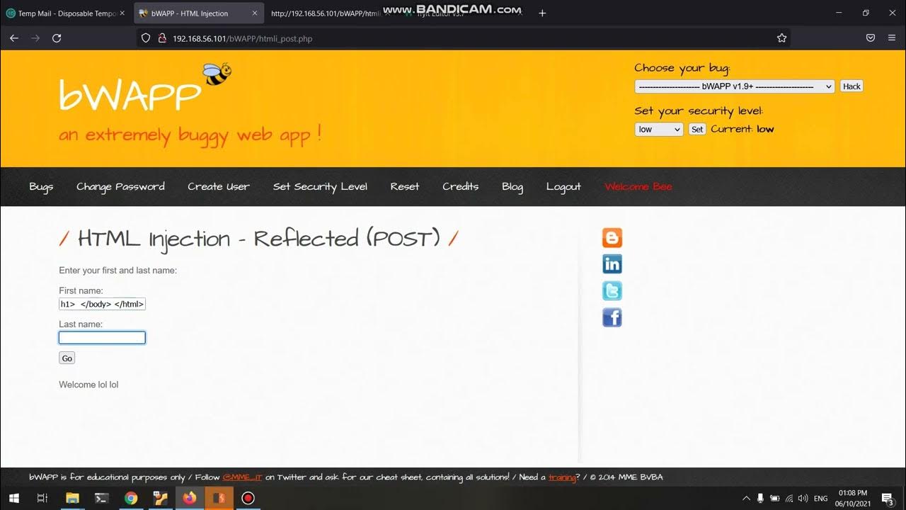 HTML Injection Reflected POST - YouTube