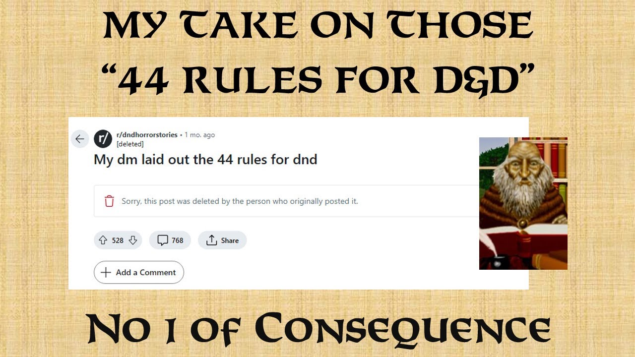 My Take on those 44 Rules for D&D - YouTube