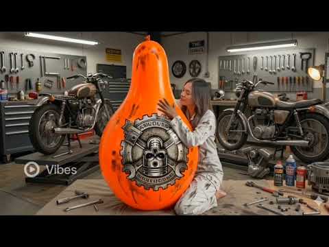 AI Video_Mechanic Girl with Advertising Balloon (Full Video)