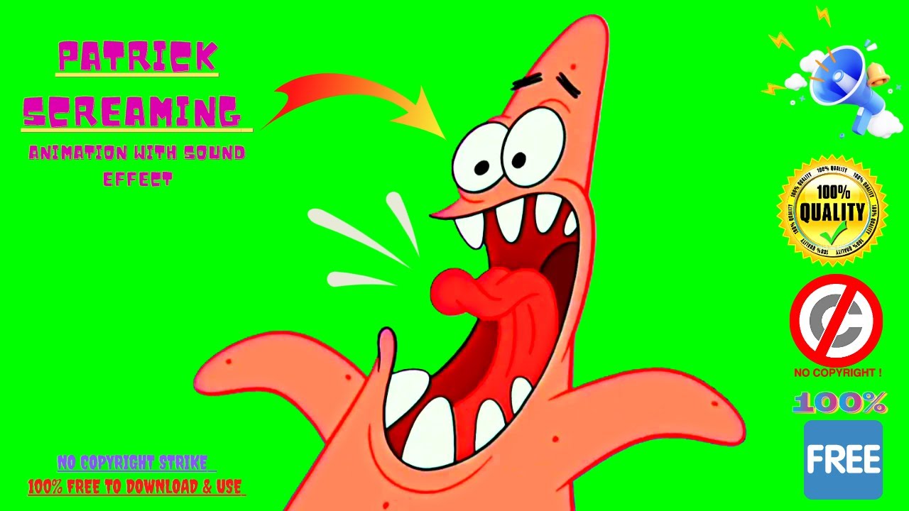 Patrick Screaming😱🔥Green Screen Animation with Sound Effect🔊No ...