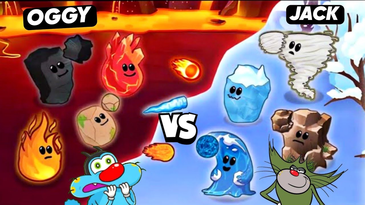 FIRE VS WATER Battle in Elemental Merge With Oggy And Jack - YouTube