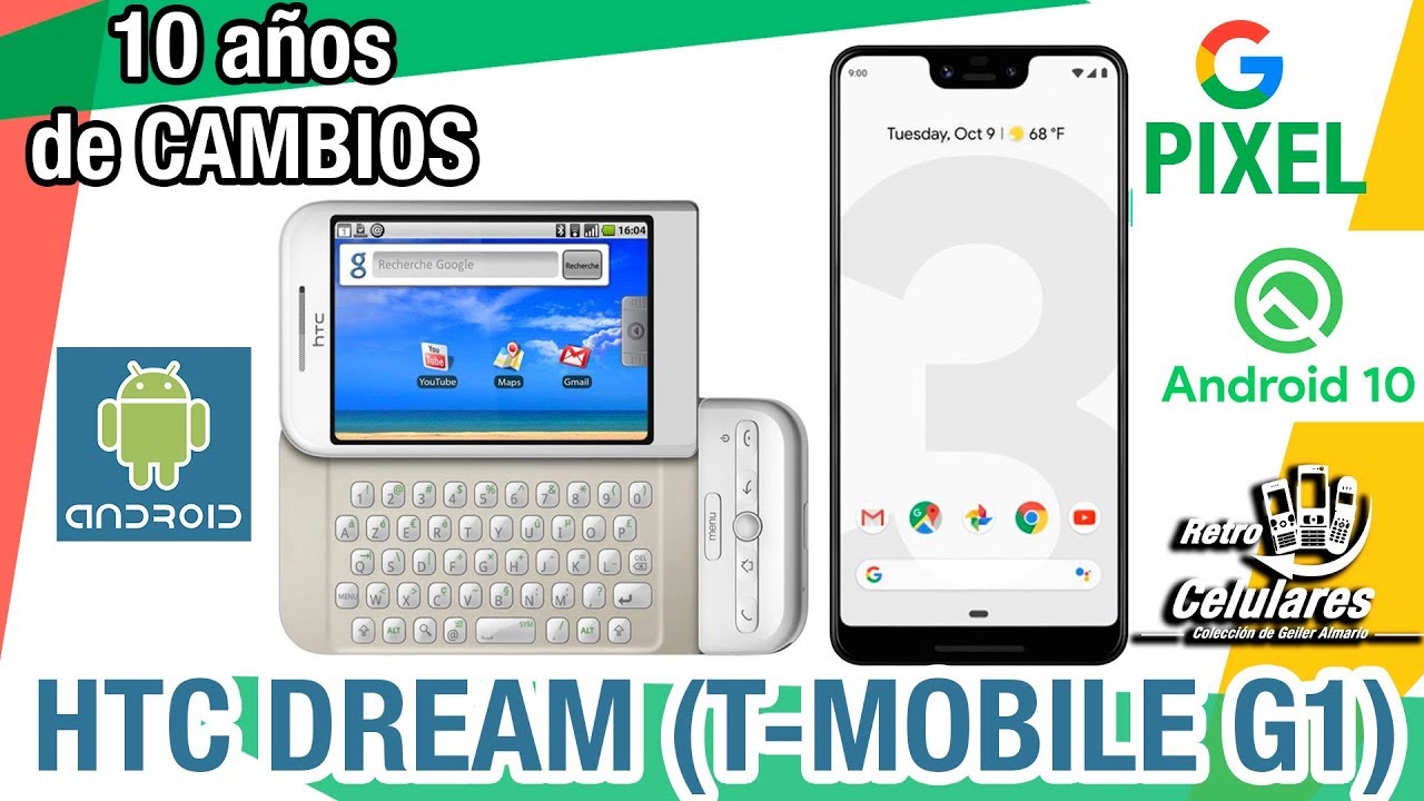 Primer Android HTC DREAM (T-Mobile G1) & Android 10 (Q) 10 años de ...
