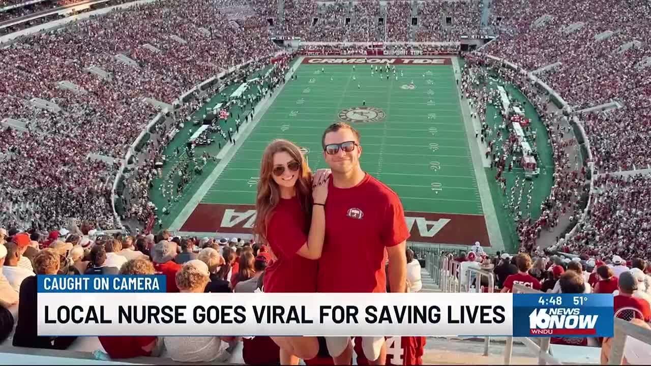 LaPorte nurse goes viral for saving life at college football game - YouTube