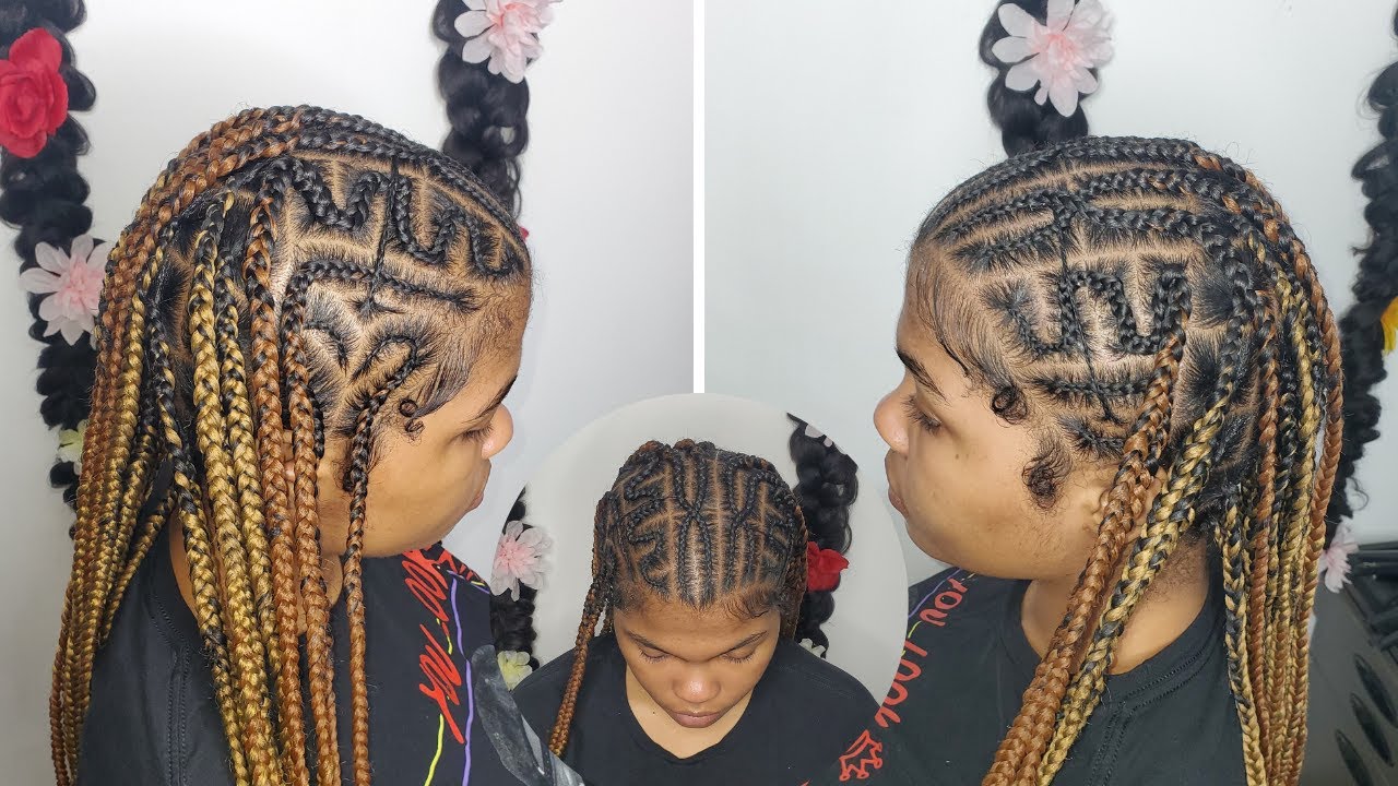 Tutorial Freestyle Design Trending Fulani Tribal Stitch Braids Hairstyle - YouTube