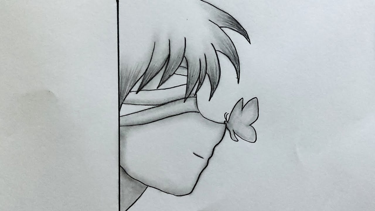 Easy anime sketch for beginners | How to draw a blind boy wearing ...