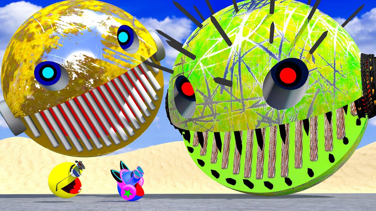 ROBOT GREEN PACMAN AND MONSTER YELLOW PACMAN #1 - YouTube