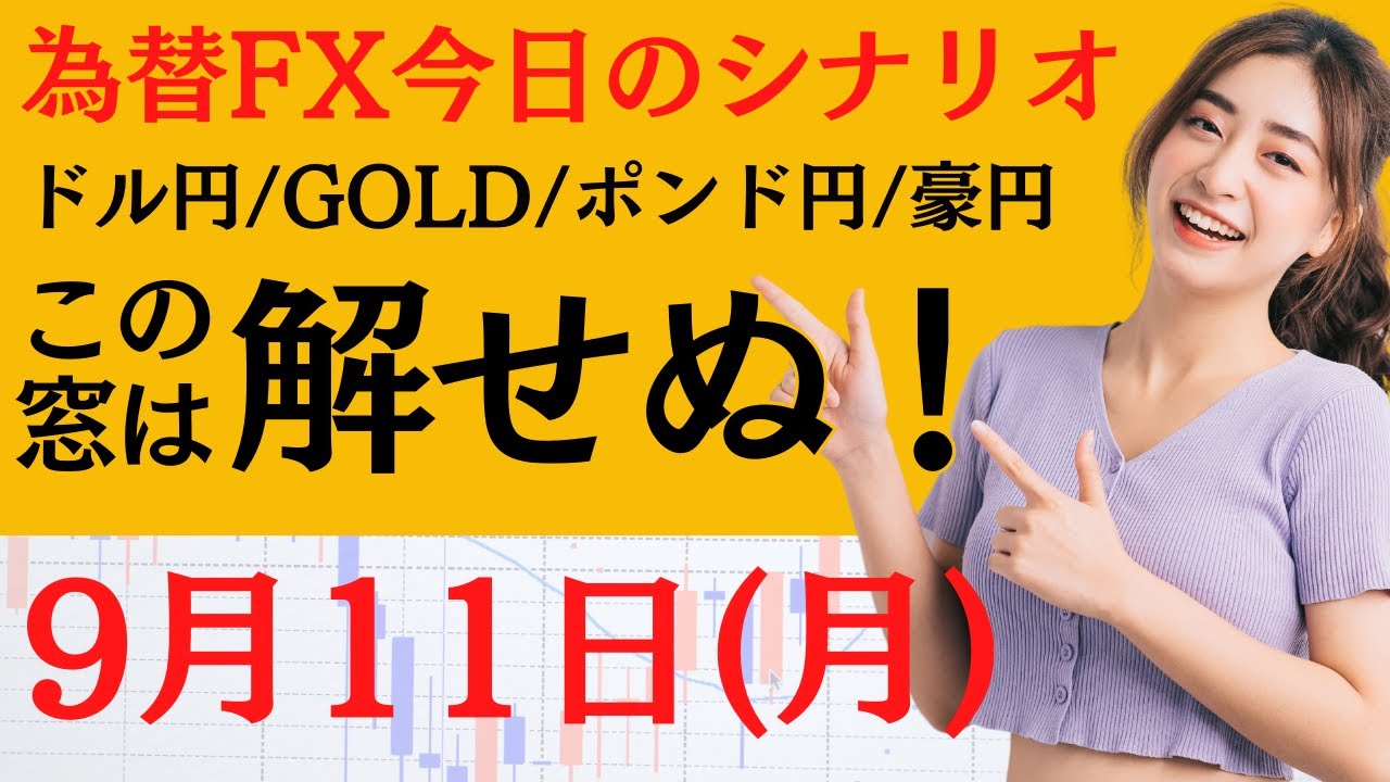 9月11日月大きな窓が開きました【GOLD USD:JPY GBP:JPY AUD:JPY】FX相場分析 - YouTube