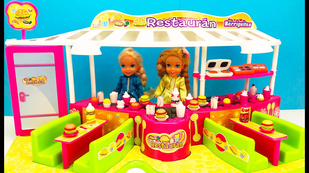 Elsa and Anna toddlers play restaurants - YouTube