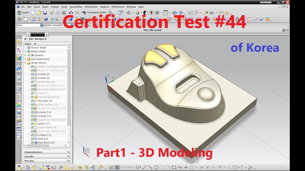 Learning and Practice with "3D Modeling & CAM Certificate Test of Korea ...