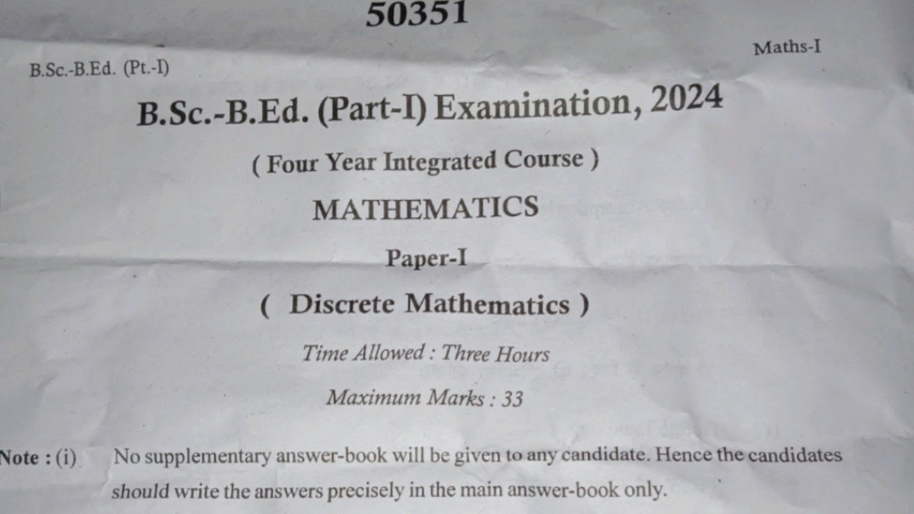 B.SC B.Ed 1st Year Mathematics Paper 1st Exam 2024 | B.Sc B.Ed 1st Year ...