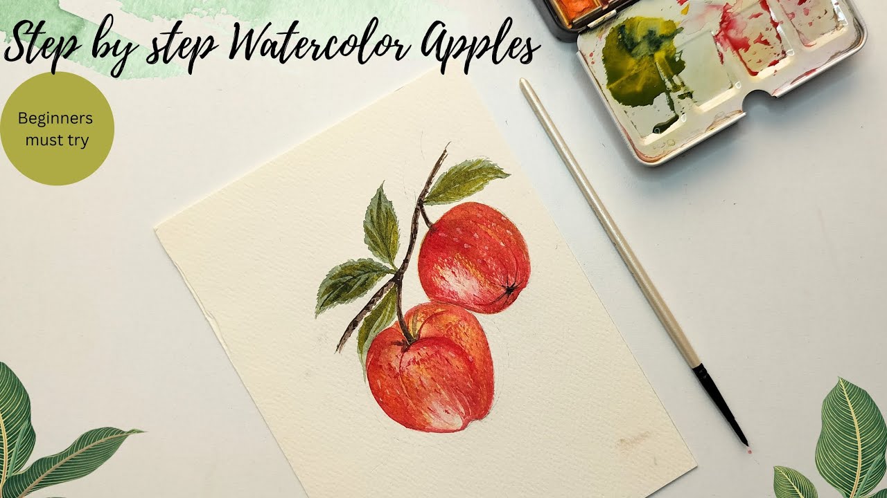 Easy watercolor apple painting tutorial.Watercolor painting tutorial ...