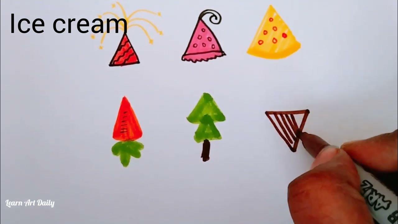 How to draw triangle shaped objects | Easy drawings - YouTube