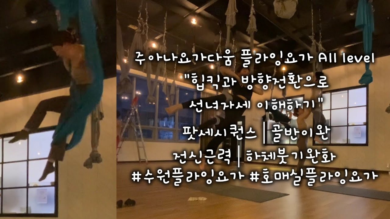 주아나요가다움 플라잉요가 All Level 힙킥과 방향전환으로 선녀자세 이해하기 팟세시퀀스│골반이완전신근력│하체붓기완화수원