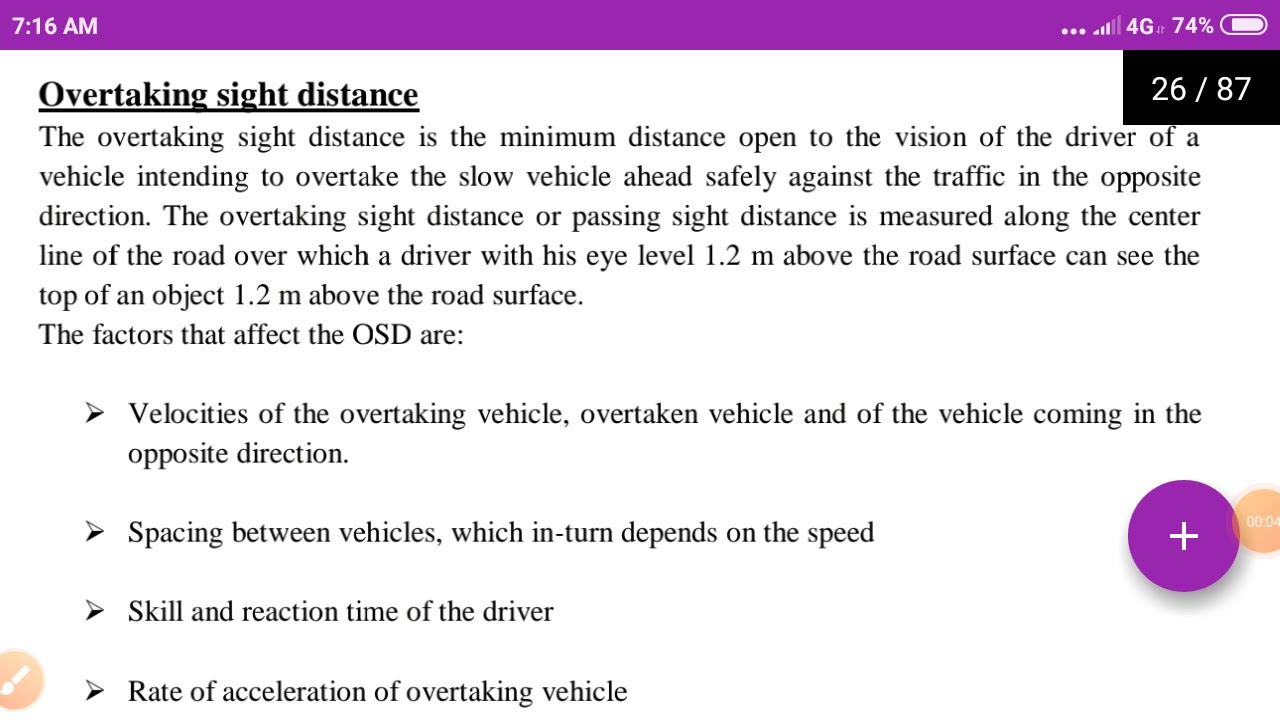 overtaking sight distance Highway Engineering objective notes - YouTube
