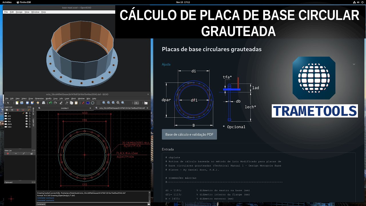 Ferramenta para cálculo e detalhamento de placa de base circular ...