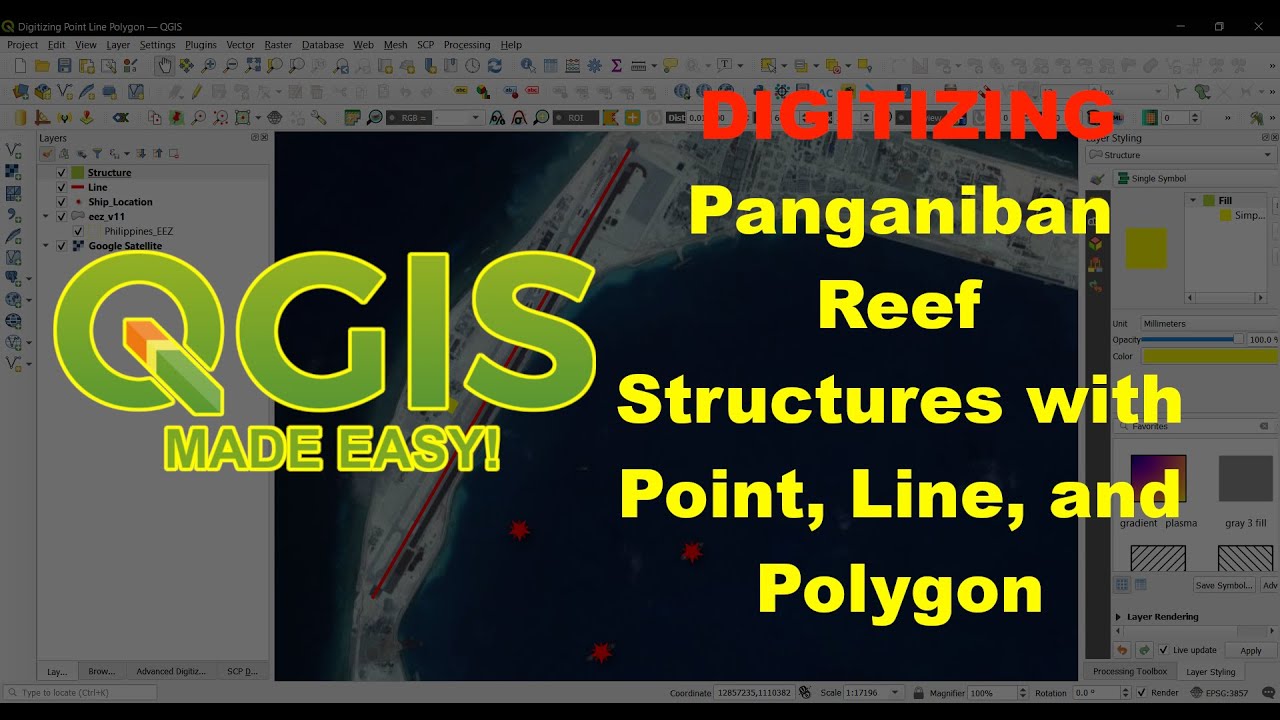 QGIS 3.16: Digitizing Panganiban Reef Structures with Point, Line, and ...