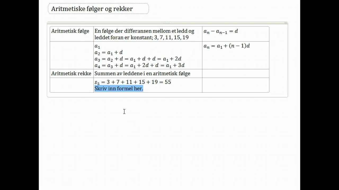 R2: Aritmetiske følger og rekker - YouTube