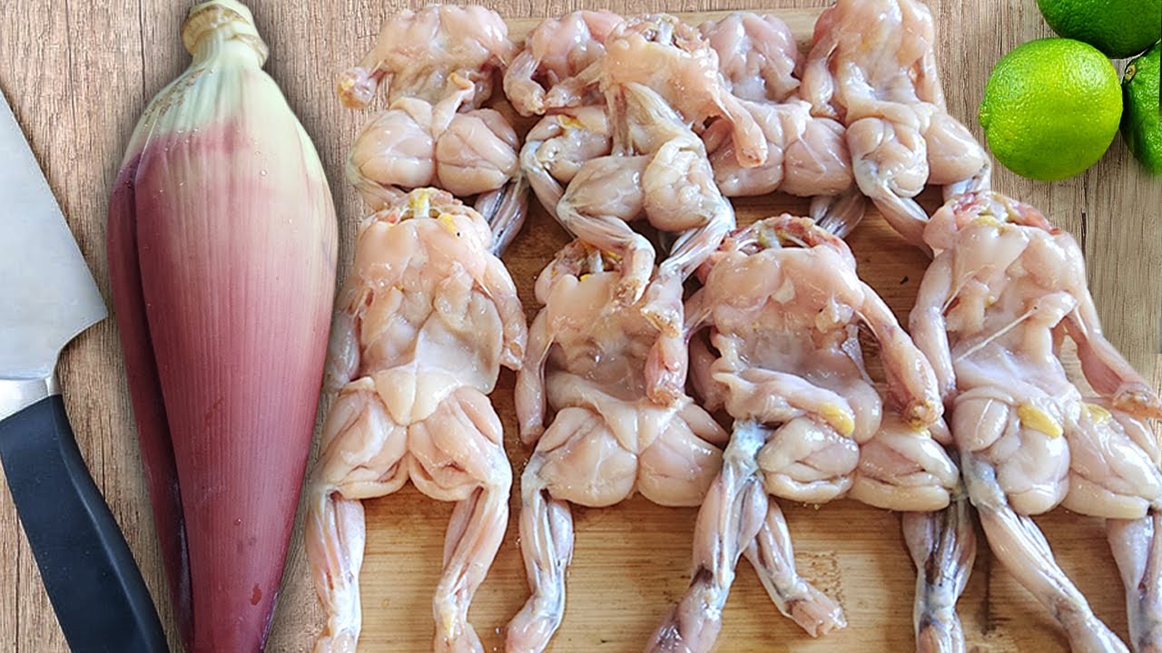 ស្ងោរជ្រក់គីង្គក់ជាមួយត្រយ៉ូងចេក, Cooking Toad With Banana flower, Make ...