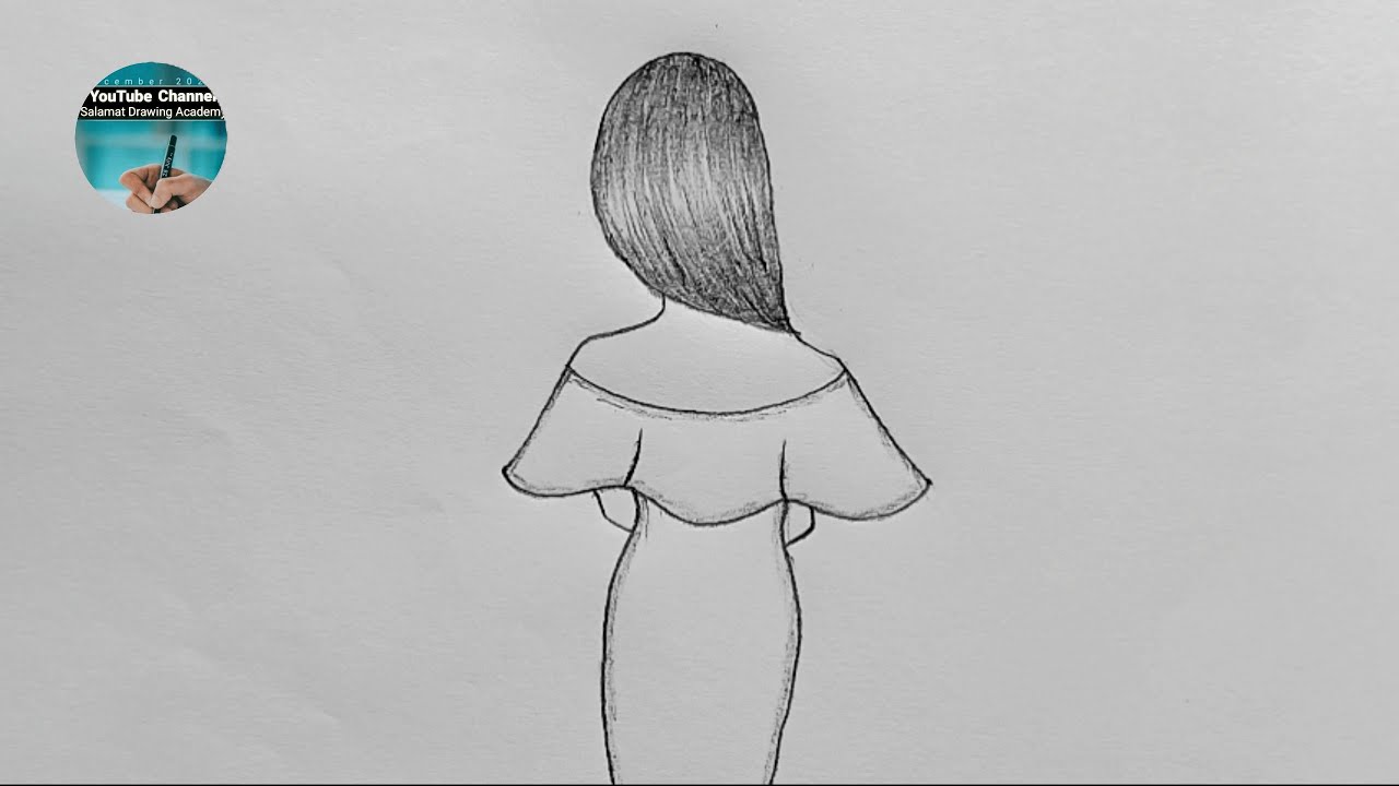 Easy Girl Back Side Drawing | Simple Pencil Sketch Tutorial - YouTube