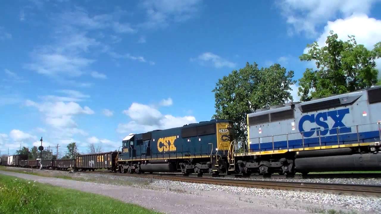 CSX Work Train at Deshler, Ohio with Fallen Flags Cars - YouTube