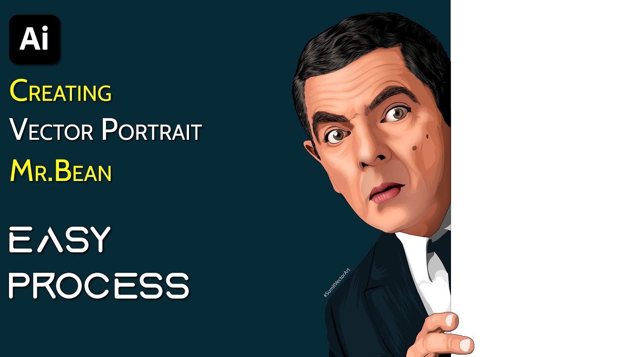 Creating a Vector Art Portrait of Mr.Bean - Watch the Process! Adobe ...