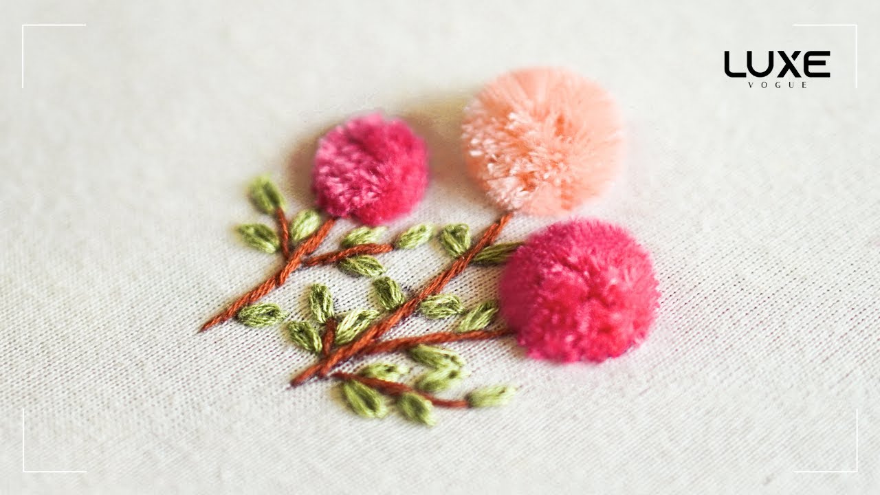 Luxury Hand Embroidery: 3D Pom Pom Flowers That Look So Real! # ...