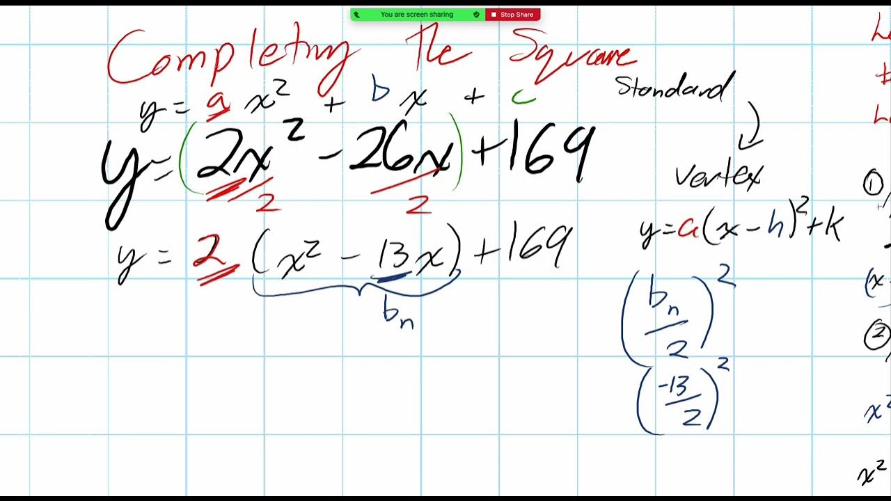 How to Learn the Completing the Square Algorithm Grade 10 - YouTube