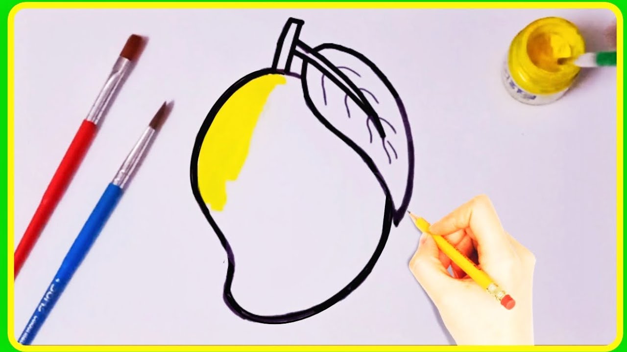 Yummy 🤤 Mango 🥭 Drawing & Colouring | Kids Drawing | Easy Drawing For ...