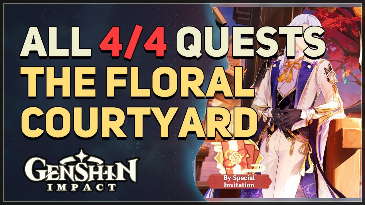 All 4 The Floral Courtyard Quests Genshin Impact - YouTube
