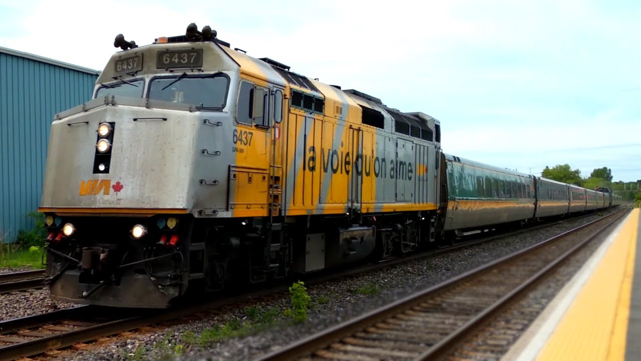 Big VIA Rail J Train Comes Wooshing Through Brockville! - YouTube