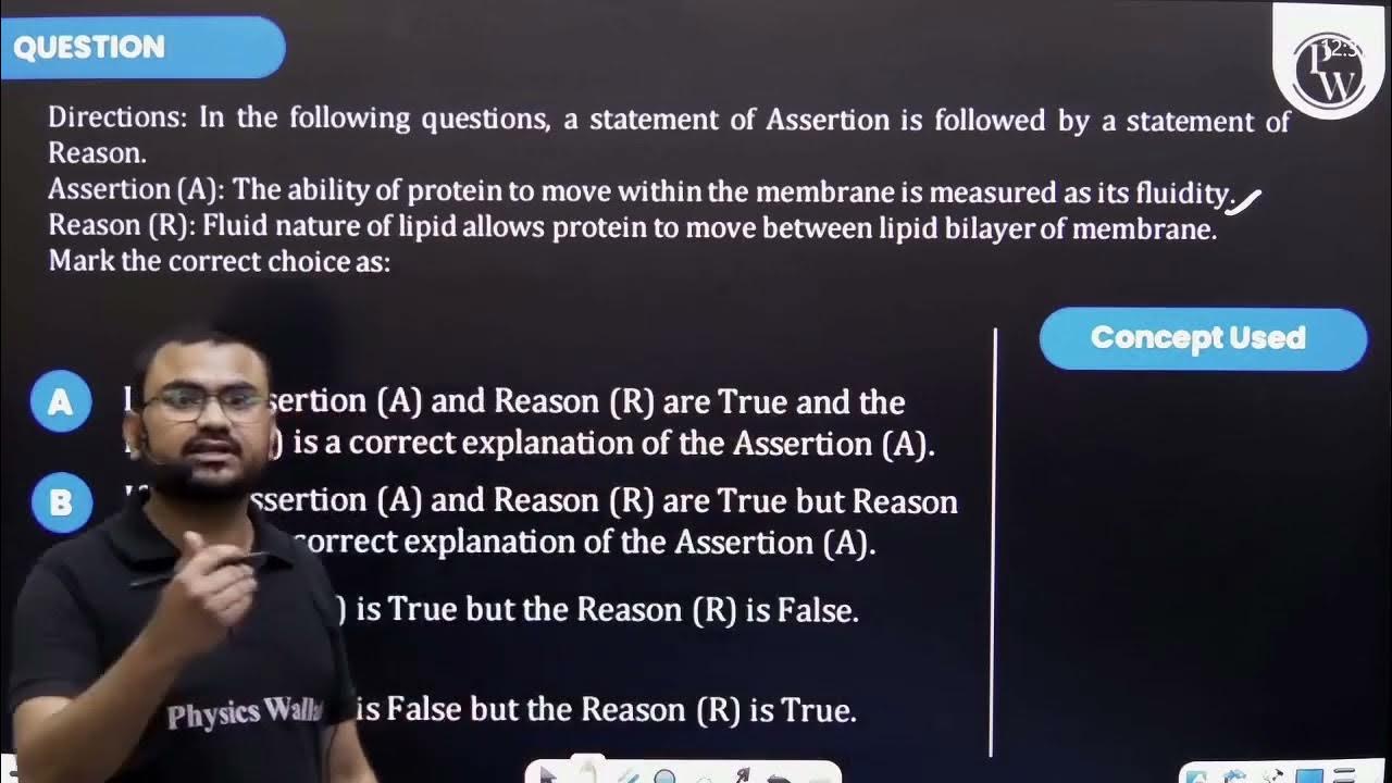 Assertion (A): The ability of protein to move within the membrane is measured as its fluidity ...