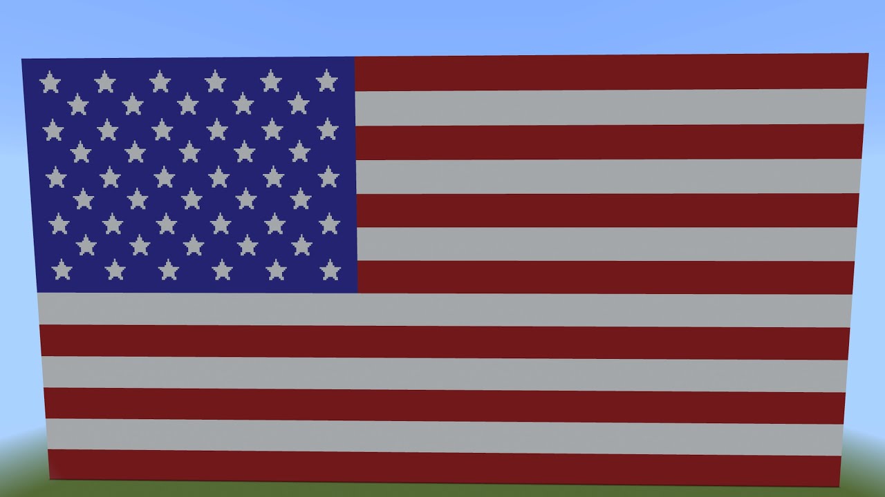 How to build the usa flag in minecraft - YouTube