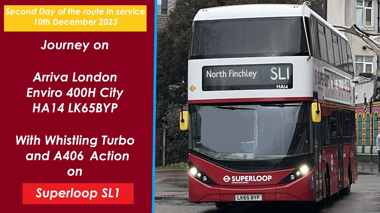 *Whistling Turbo + A406* Journey on Arriva London Enviro 400 H City ...