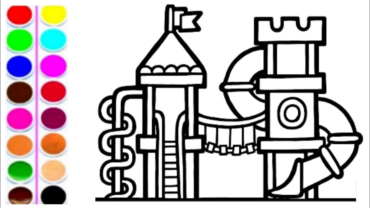 Playground castle drawing for children||drawing, colouring & painting ...