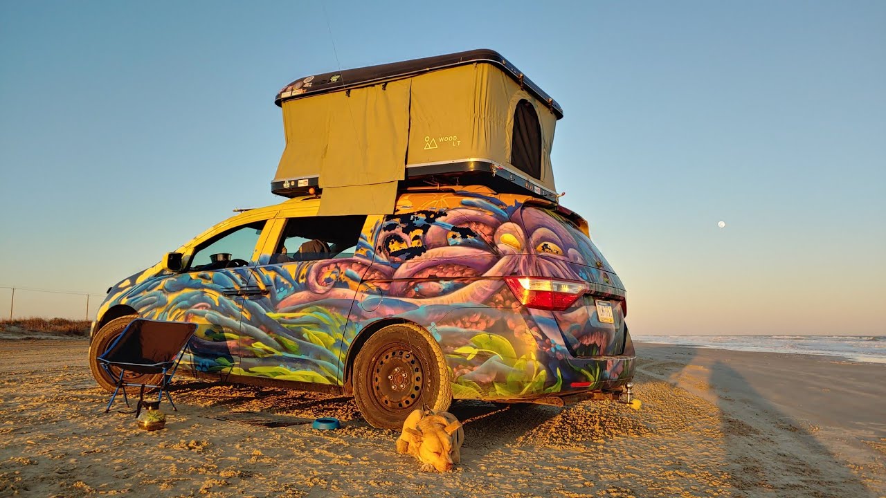 Beach Minivan Camping - YouTube