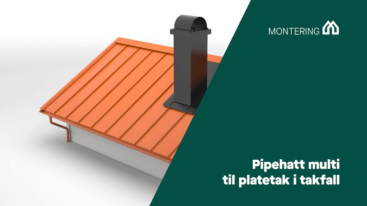 Montering Plannja Pipehatt multi til platetak i takfall - YouTube