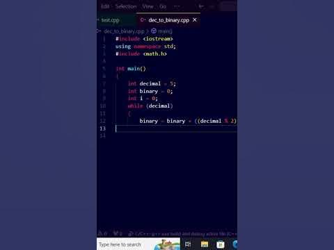 Decimal to Binary | C++ codes | Logic Zenith - YouTube