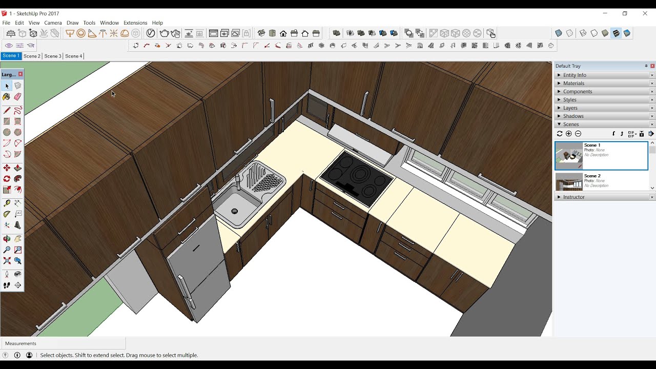 how to |create a |kitchen| 3d| by using| sketchup| 2020 |new| part-2 ...
