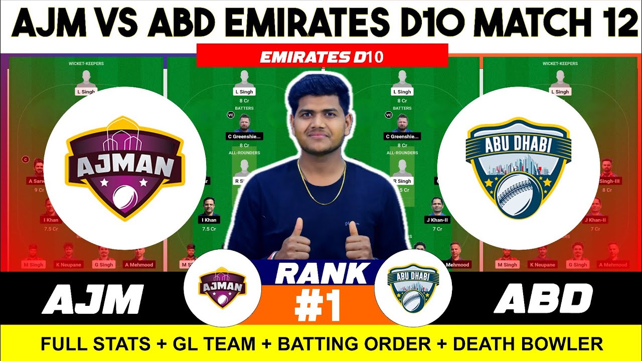 ABD vs AJM , ABD vs AJM Prediction, ABD vs AJM Emirates D10 12TH Match ...