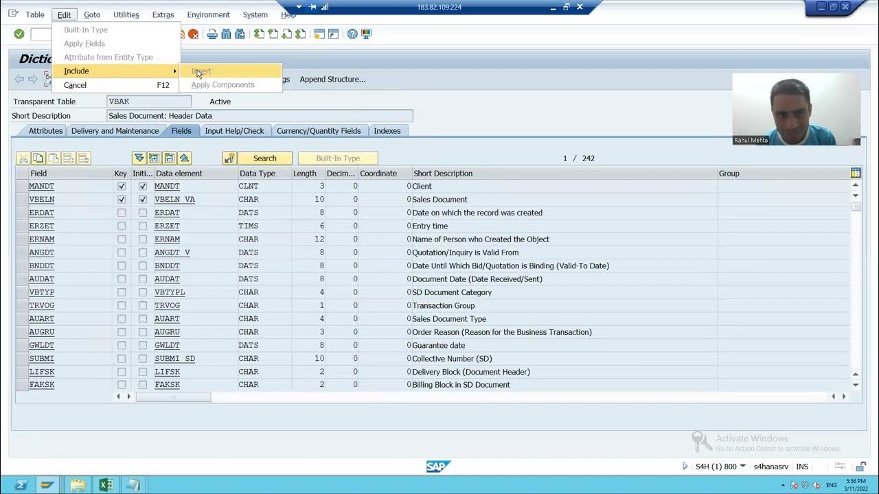 22 Abap Dictionary Structures Include And Append Part4 Youtube